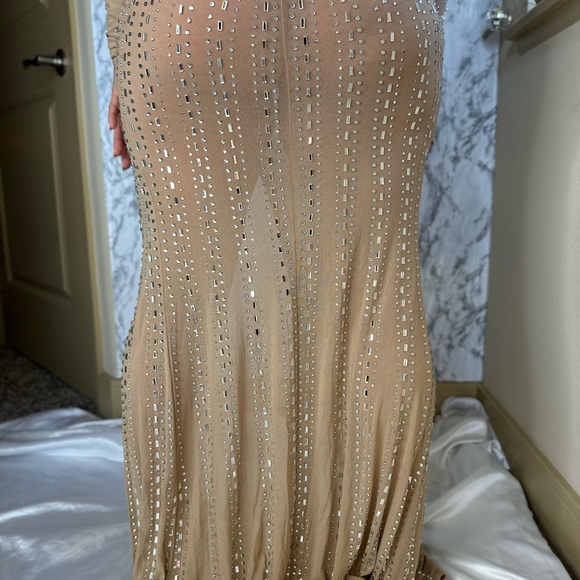 Beach Bunny | Dresses | Elegant Nude Rhinestone Gown | Poshmark